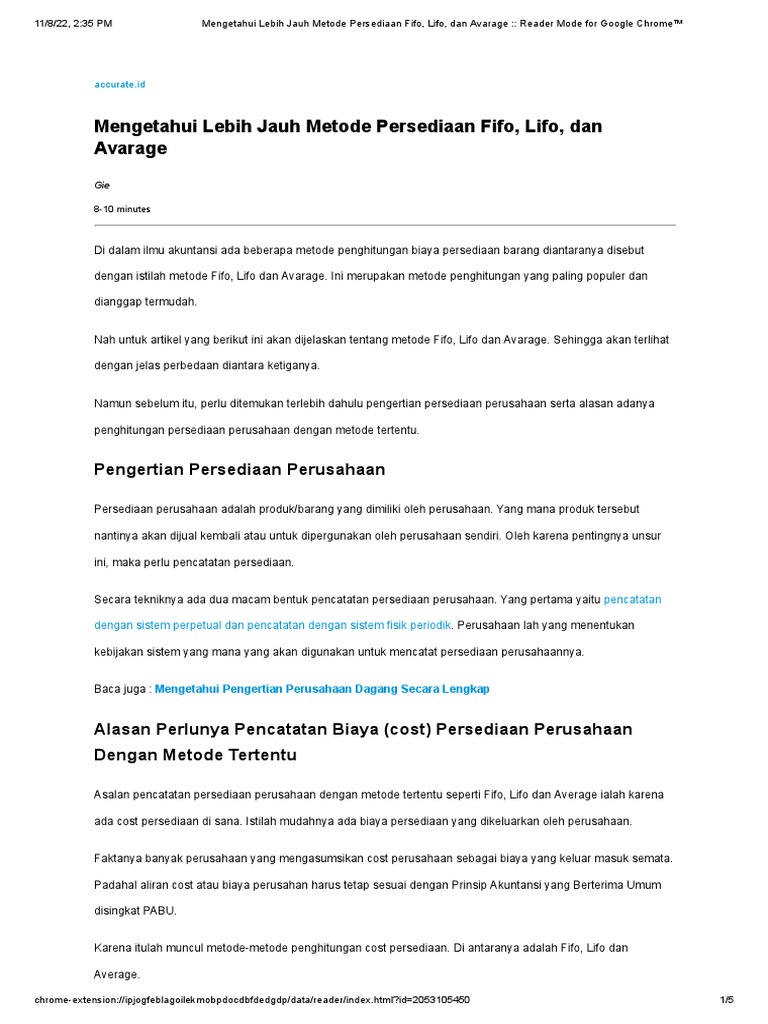 Mengetahui Lebih Jauh Metode Persediaan Fifo, Lifo, Dan Avarage - Reader Mode For Google Chrome ...
