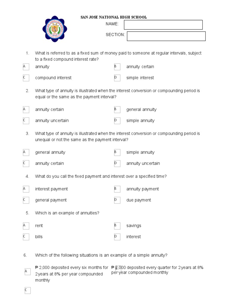 Gen Math Quarter 2 Summative Test | PDF | Present Value | Interest