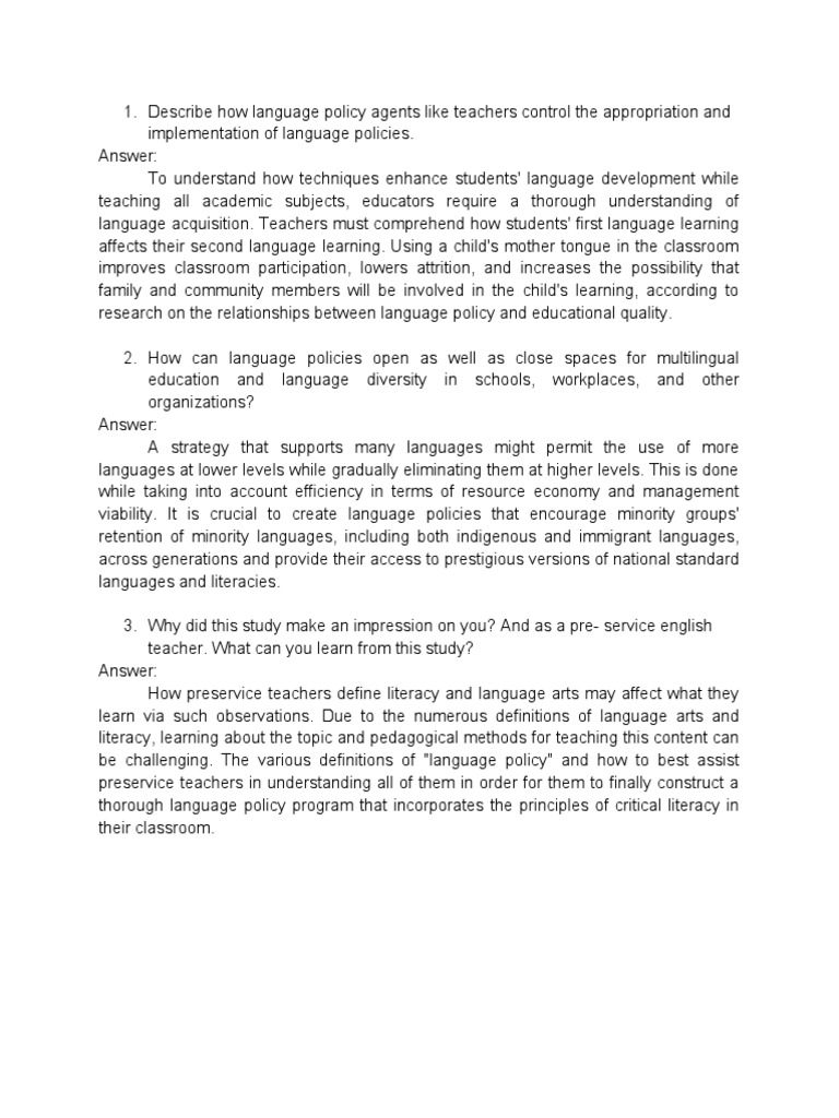 Language Policy | PDF