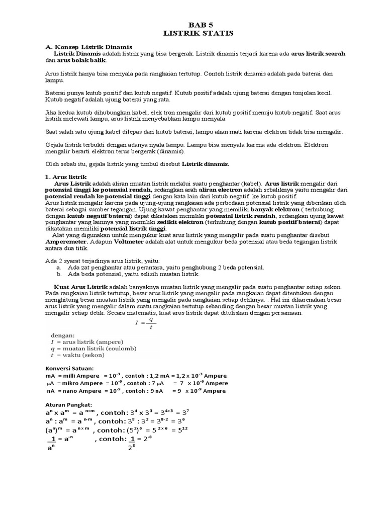 Bab 5 Listrik Dinamis | PDF | Metode & Bahan Ajar | Sains & Matematika