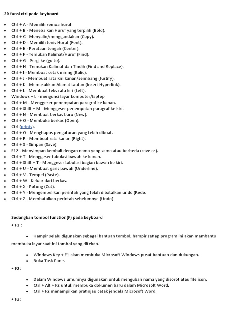 Panduan Pintasan Keyboard | PDF | Seni & Disiplin Bahasa | Kajian Bahasa Asing