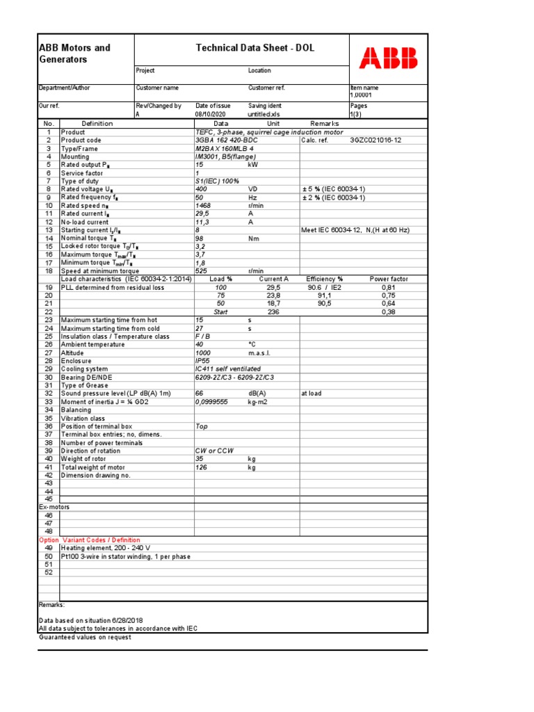 BC 07B - Drawing Dan Data Sheet 15 KW, 4P, B5 | PDF | Electric Motor ...