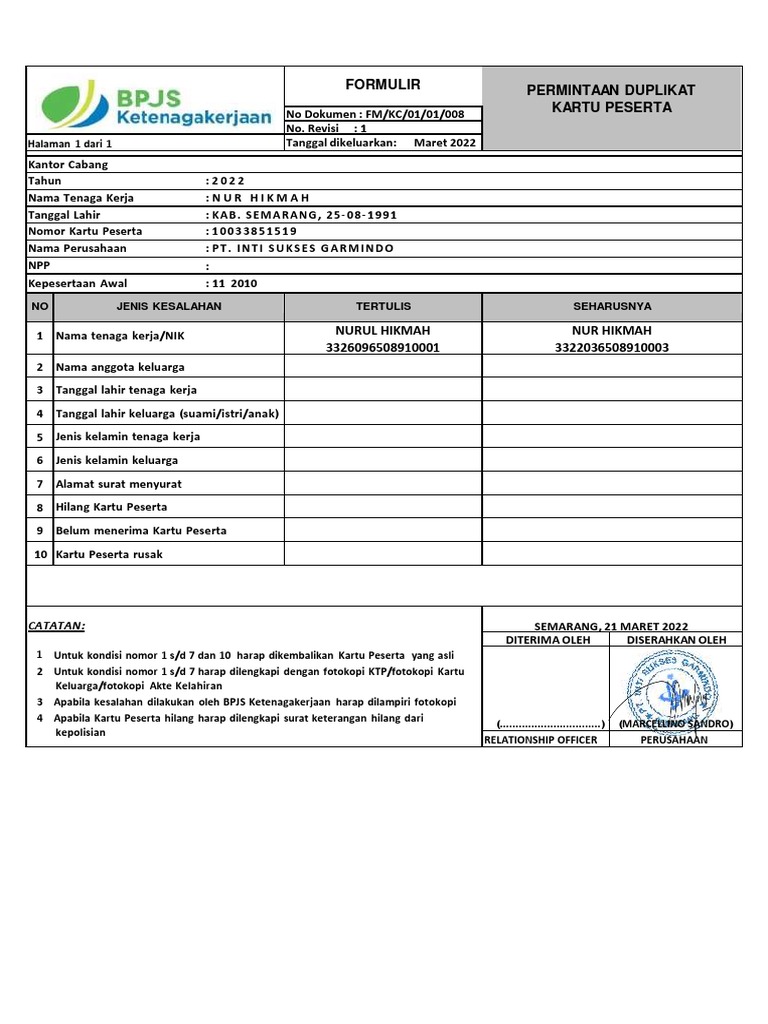FORM KD Nur Hikmah | PDF