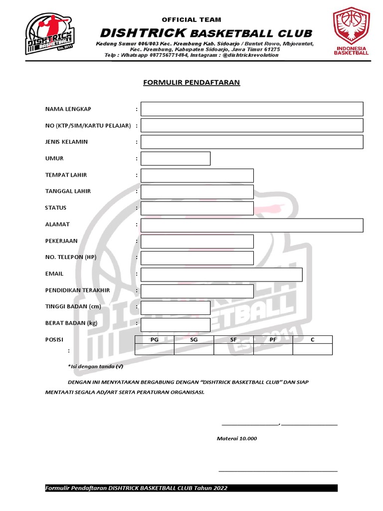 Formulir Pendaftaran Anggota Baru | PDF