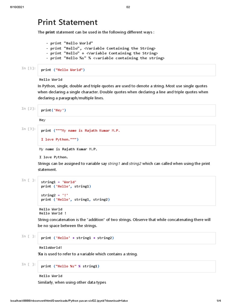 Print Statement | PDF | String (Computer Science) | Computer Engineering