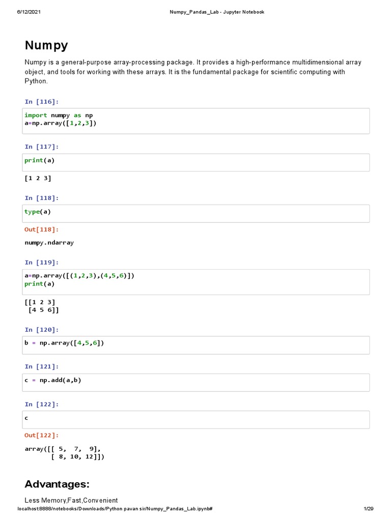 Numpy - Pandas - Lab - Jupyter Notebook | PDF | Computer Engineering | Information Technology ...
