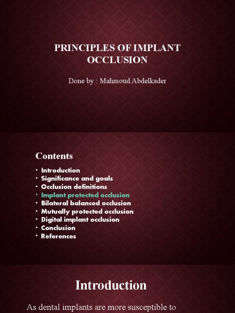 Principles of Achieving Optimal Implant Occlusion | PDF | Dental ...