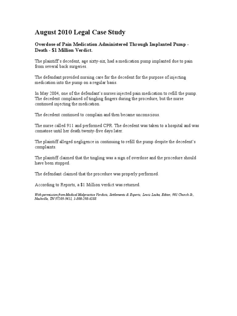 Medical Malpractice Case Verdicts Summary | PDF | Medical Malpractice ...