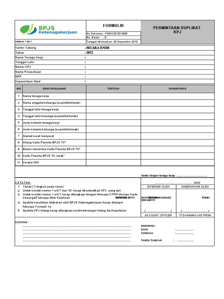 Form Koreksi Data | PDF