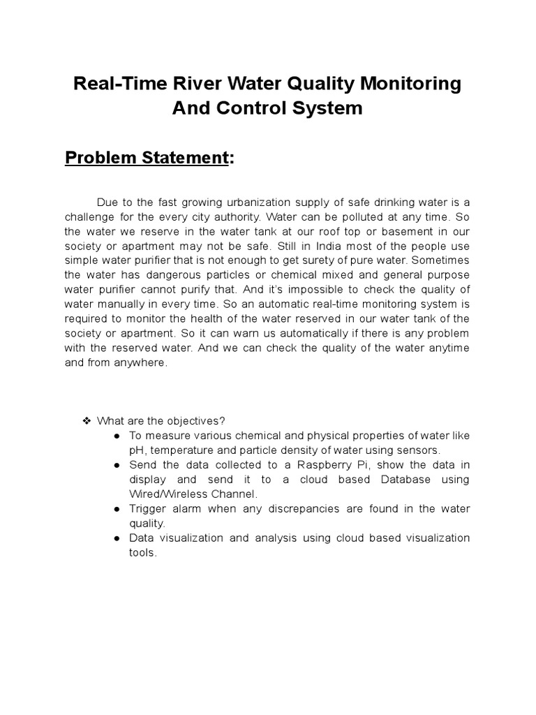 Problem Statement | PDF | Water | Water Quality