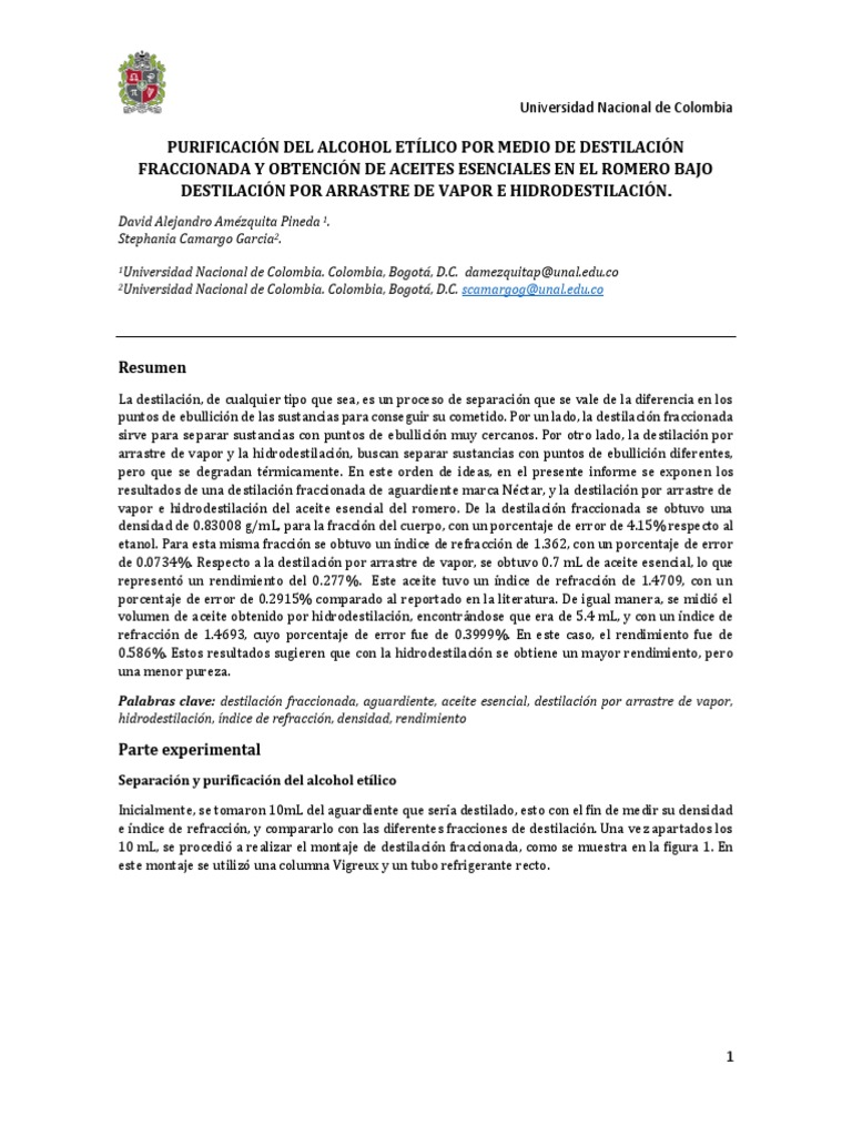 Informe 3 - Destilaciones | PDF | Destilación | Etanol
