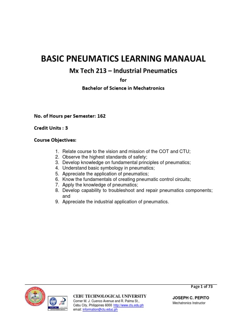 Basic Pneumatics Manual for Mechatronics | PDF | Humidity | Atmosphere Of Earth