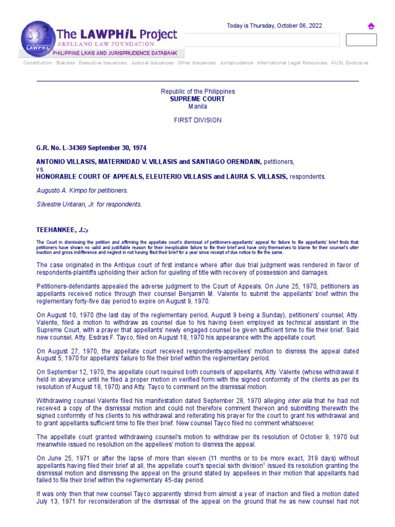 Supreme Court Ruling on Appeal Dismissal | PDF | Appeal | Brief (Law)