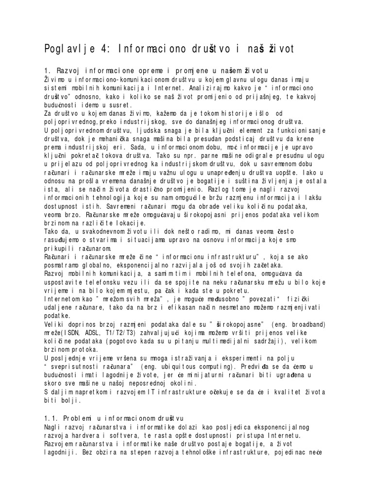 Informaciono Drustvo I Nas Zivot | PDF