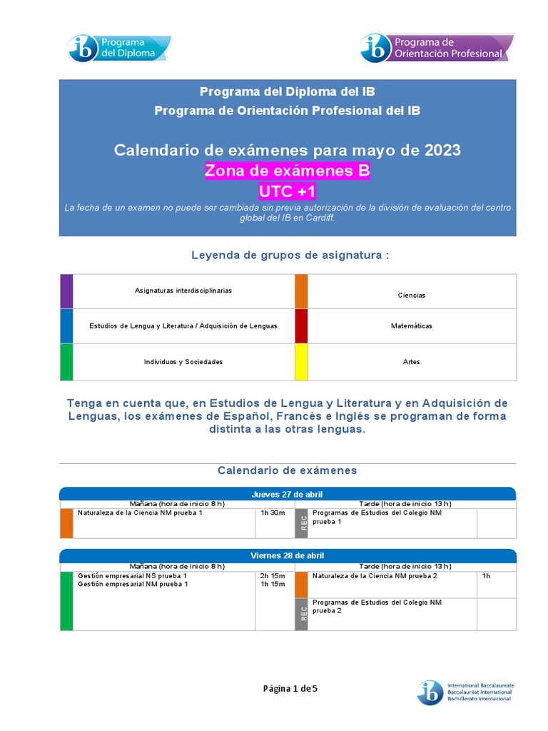 Calendari Exàmens IB | Descargar gratis PDF | Science