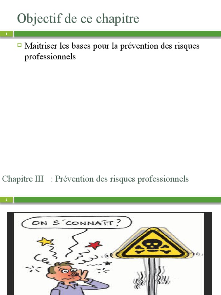 GRHCRTT Chapitre III PREVENTION DES RISQUES PROFESSIONNELS | PDF | Prophylaxie | Risque
