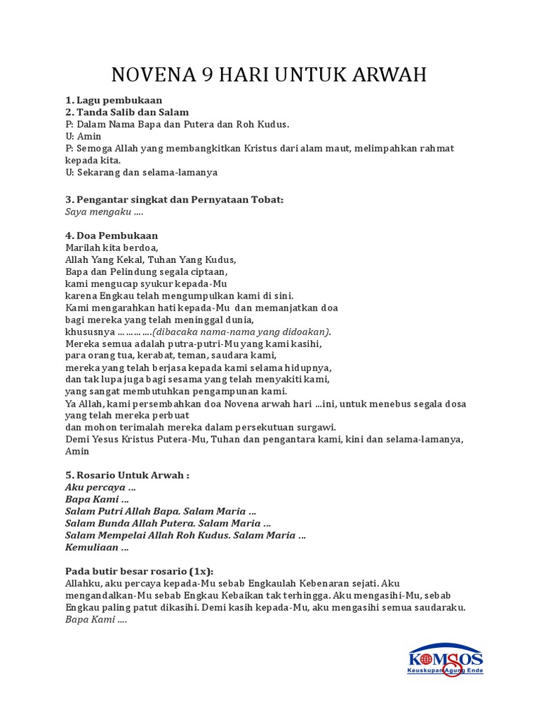 Novena 9 Hari Untuk Arwah | PDF