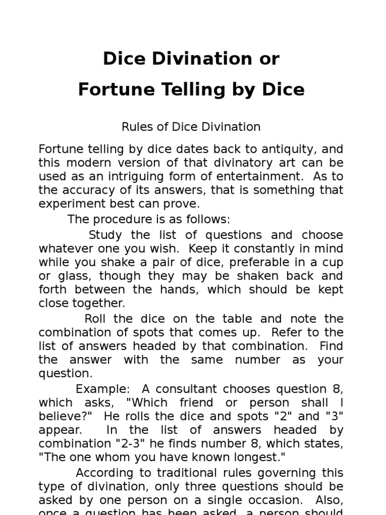 Al Selden Leif - Pagan - Divination - Dice Divination | PDF ...