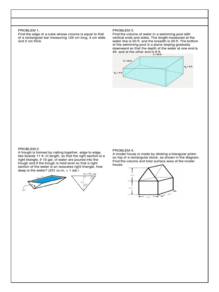 Probset Solid Geometry | PDF | Volume | Area