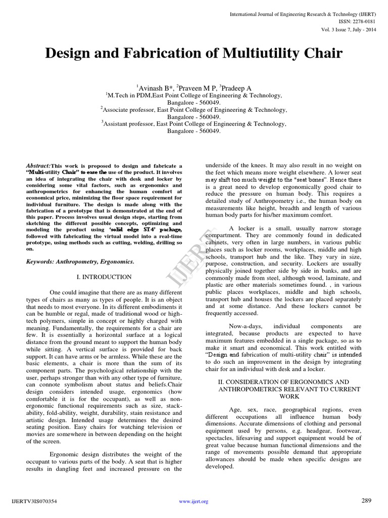 Multi-Utility Ergonomic Chair Design | PDF | Chair