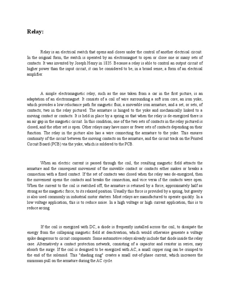 Coil of Wire Surrounding A Soft Iron Core | PDF | Relay | Switch