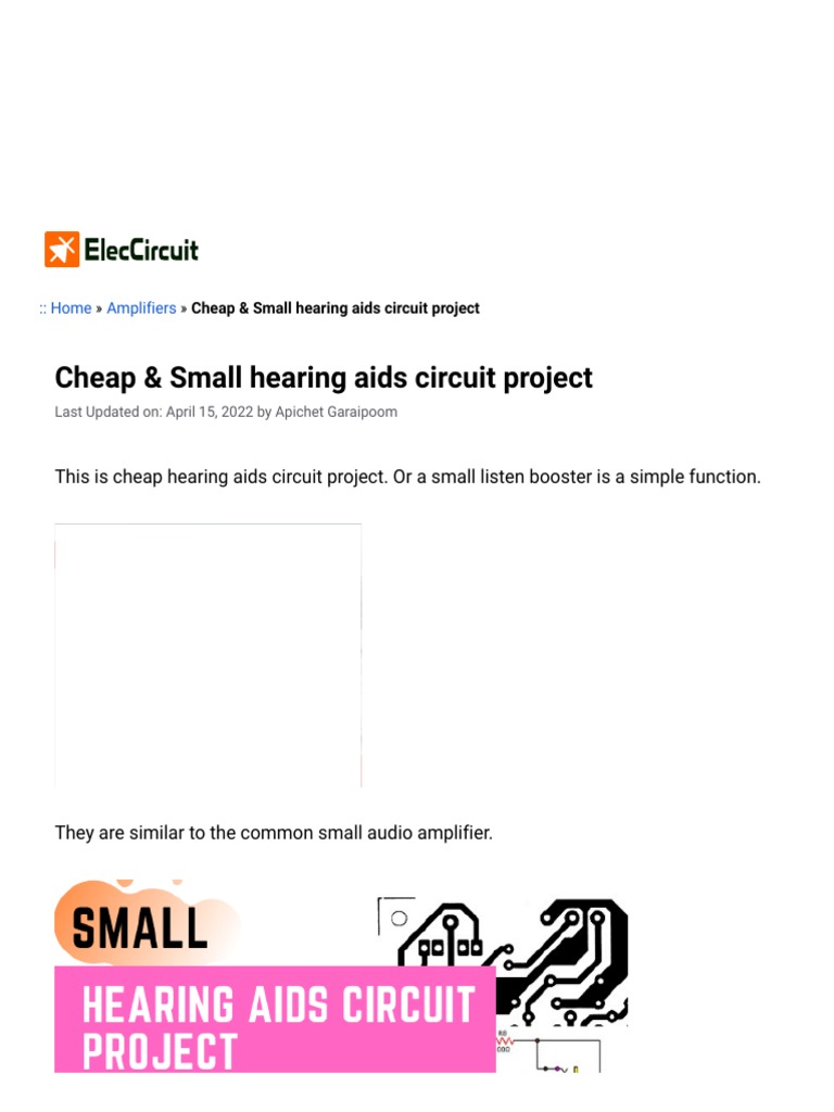 Hearing Aids Circuit Project - ElecCircuit | PDF | Amplifier | Headphones