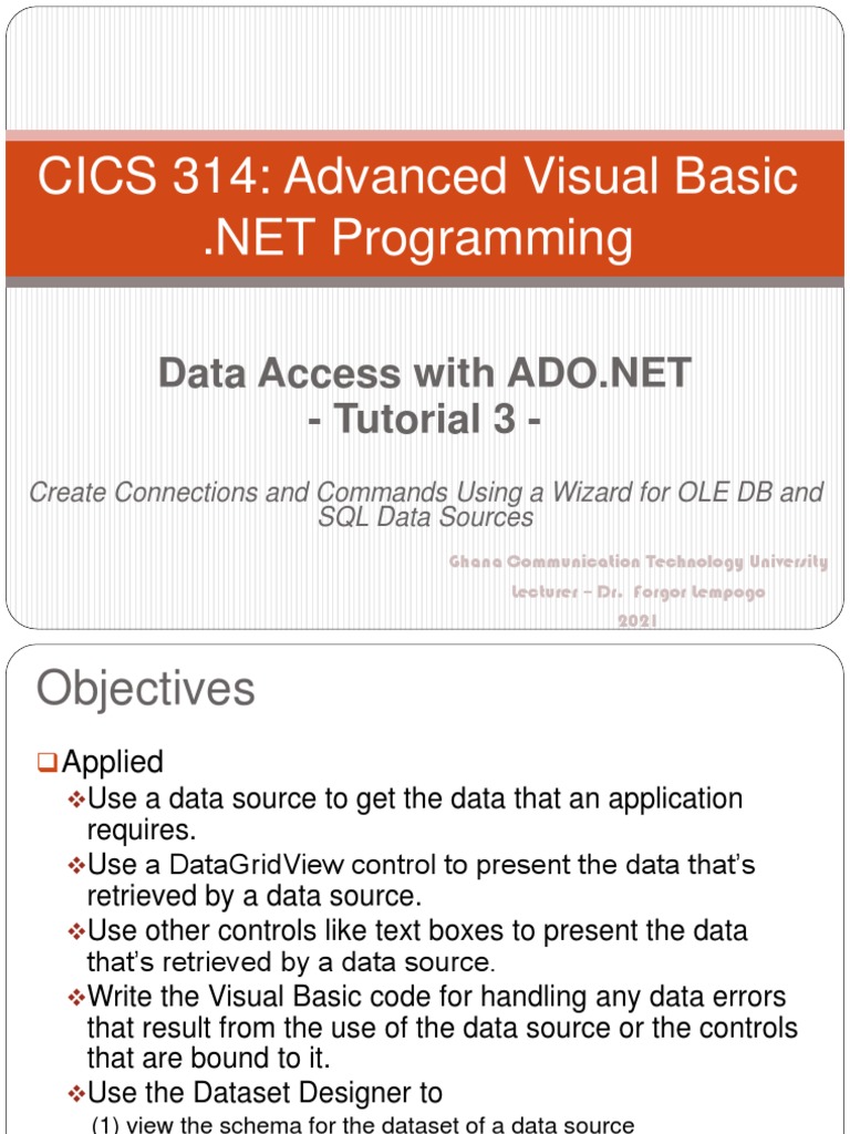Connecting to Data Sources and Retrieving Data in Visual Basic .NET: A ... Connecting to Data Sources and Retrieving Data in Visual Basic .NET: A ...