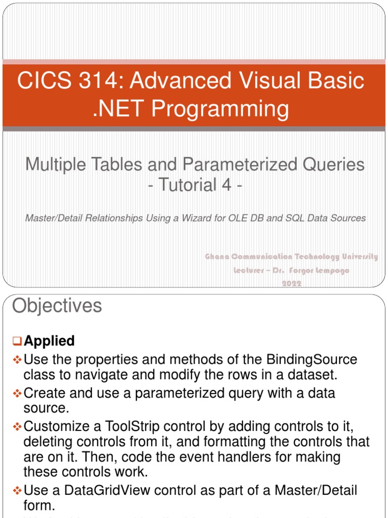 Tutorial4 - Wizard - Multiple Tables and Parameterized Queries - 2022 ... Tutorial4 - Wizard - Multiple Tables and Parameterized Queries - 2022 ...