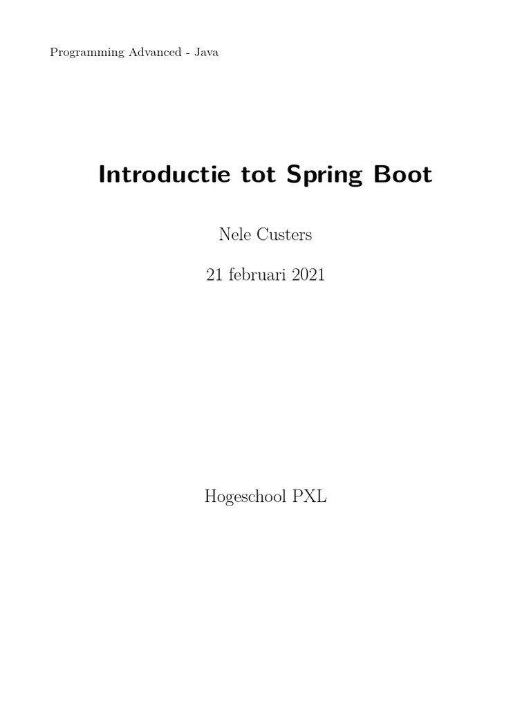 Spring Boot Introductie Pdf