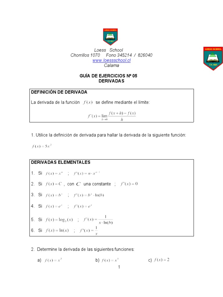 Guia Derivadas | Descargar gratis PDF | Derivado | Matemáticas