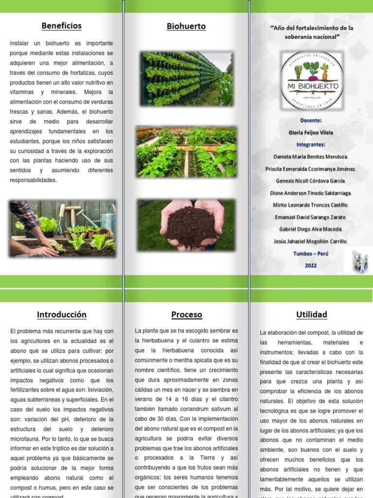 Tríptico Biohuerto Terminado | PDF | Fertilizante | Compost