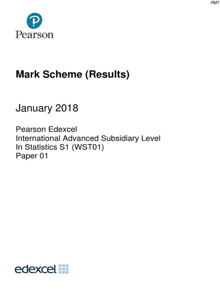 January 2018 (IAL) MS - S1 Edexcel | PDF | Variance | Mathematics