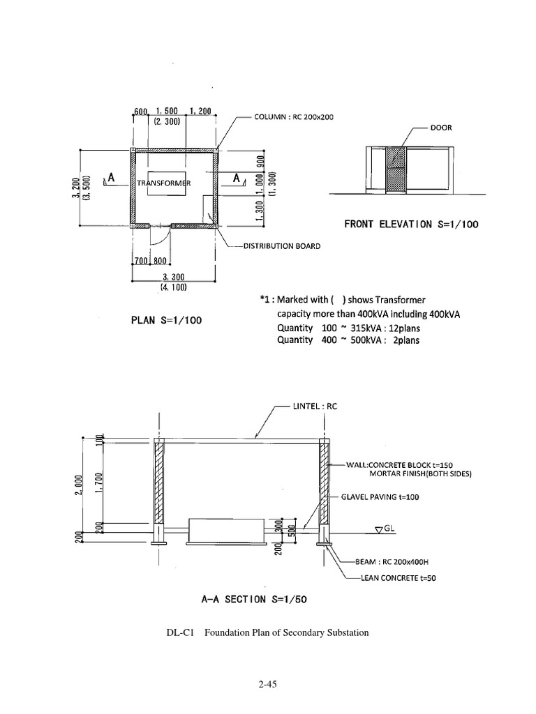DL-C1 Foundation Plan of Secondary Substation | PDF