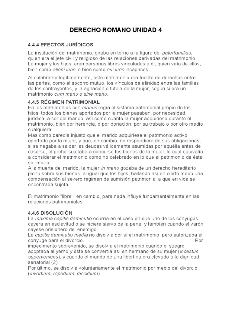 Matrimonio Sine Manu en Derecho Romano | PDF | Matrimonio ...