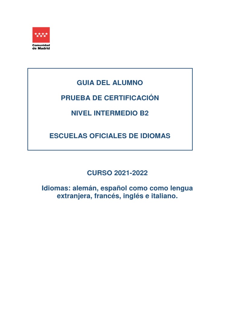 Guia Del Alumno Nivel b2 2021-2022 | PDF | Evaluación | Gramática