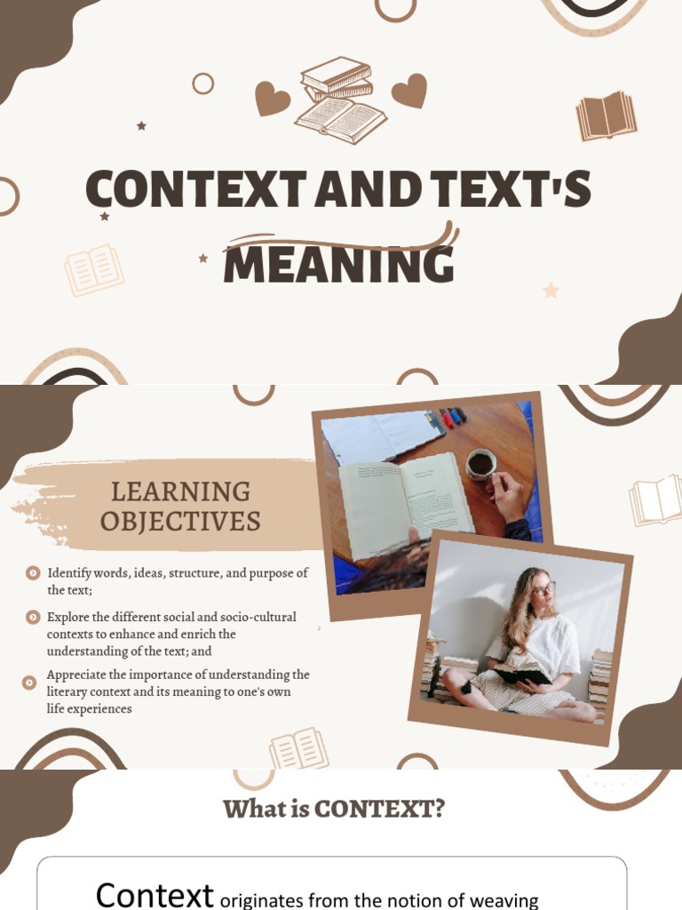 Context and Text Meanings For Handout | PDF | Senses | Understanding