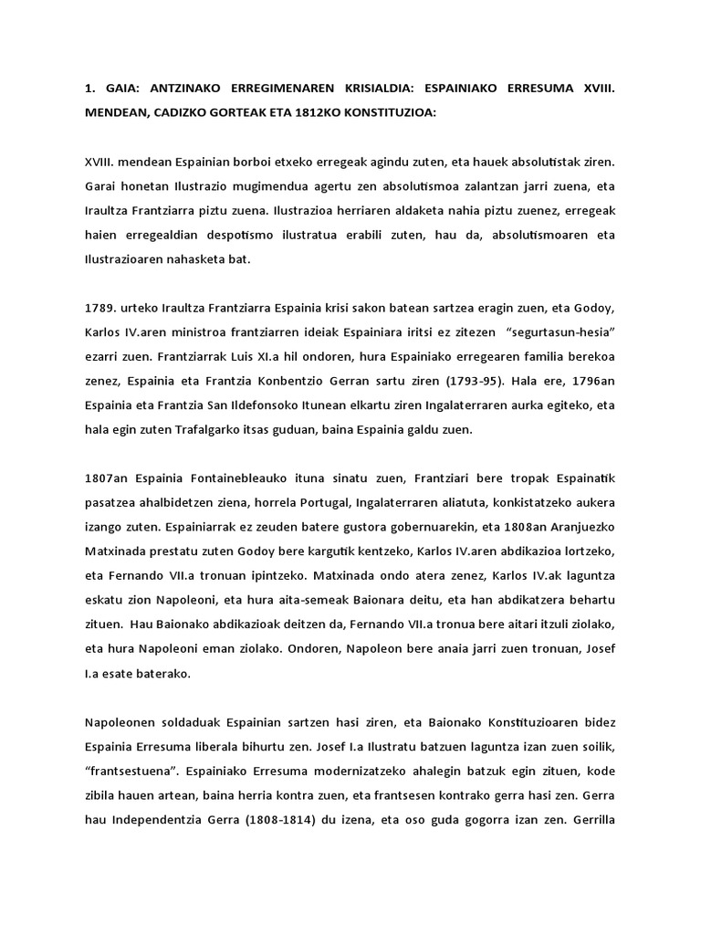 Espainiako Historia-1.gaia | PDF