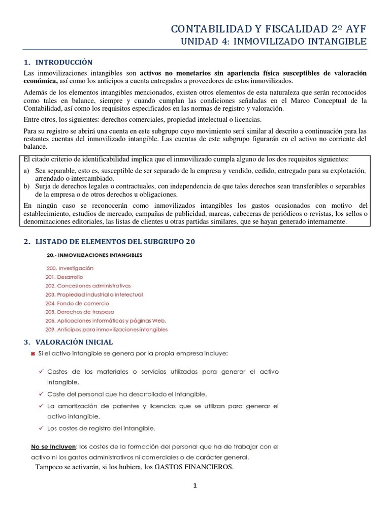 Ud 4. Inmovilizado Intangible | PDF | Activo intangible | Contabilidad
