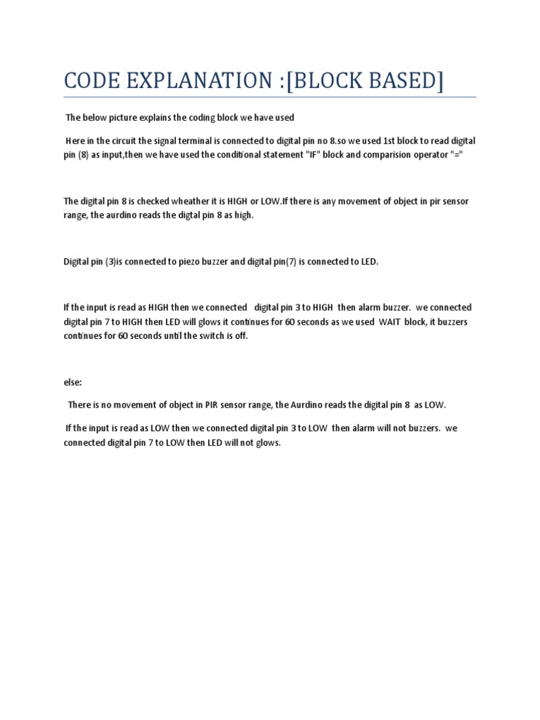 Code Explanation | PDF Code Explanation | PDF