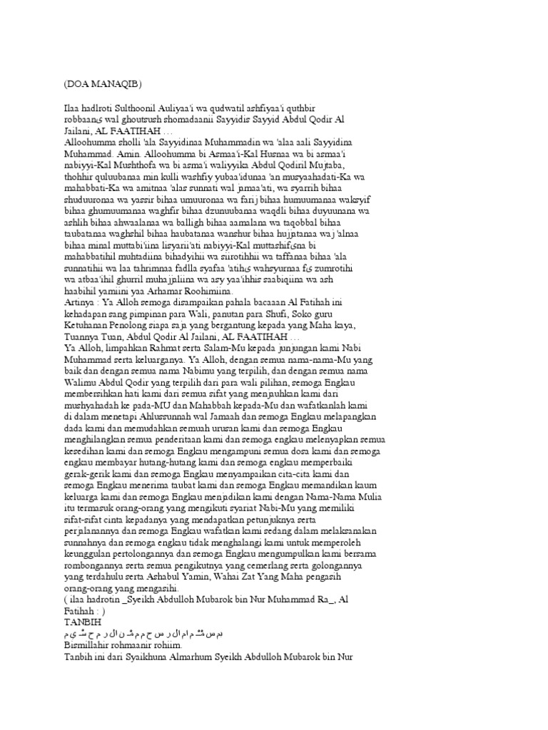 Doa Manaqib dan Artinya | PDF | Agama & Spiritualitas