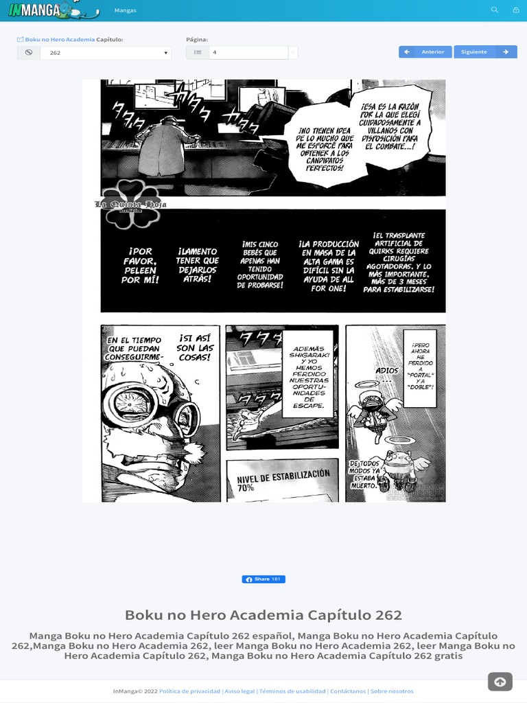 Manga Boku No Hero Academia 262 Online - InManga | PDF