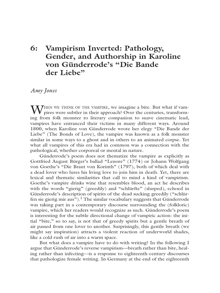 Vampirism Inverted: Pathology, Gender, and Authorship in Karoline von ...