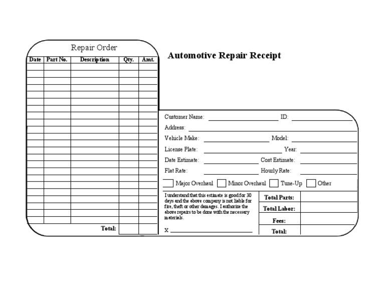 Auto Repair Receipt | PDF
