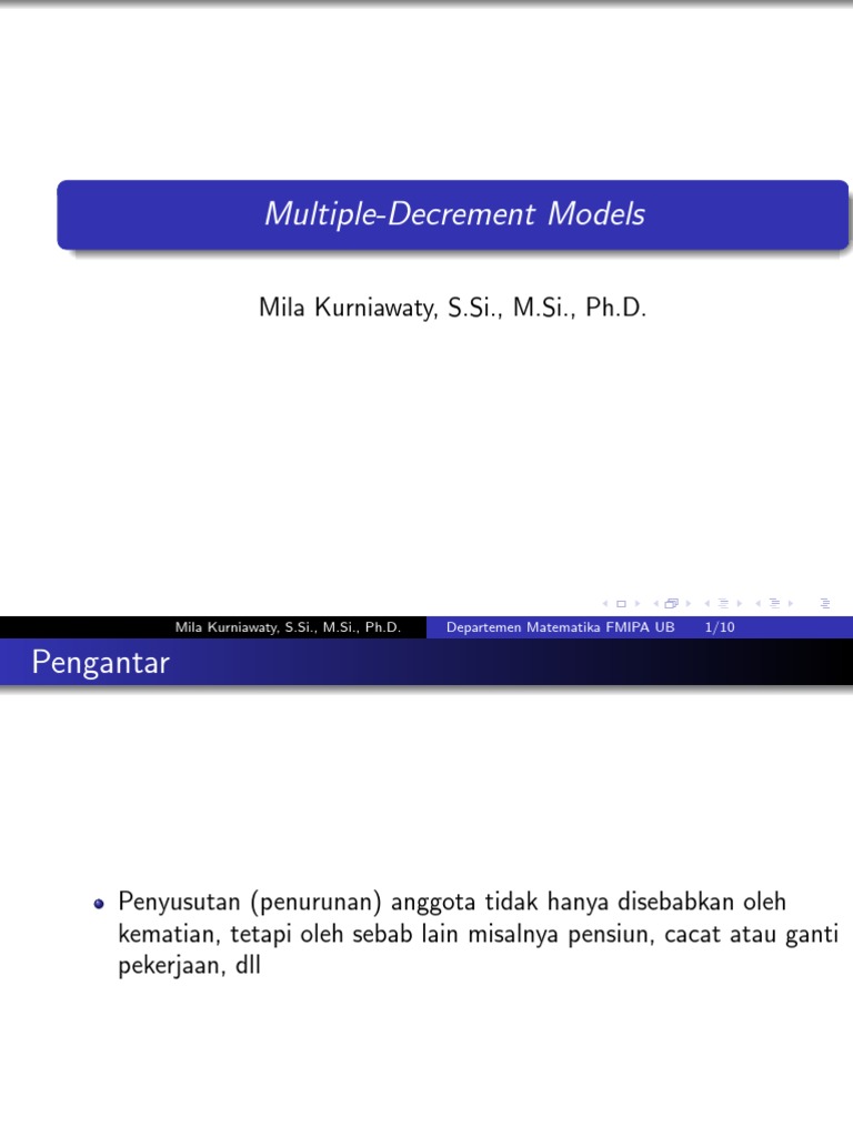 Mutiple Decrement Models | PDF