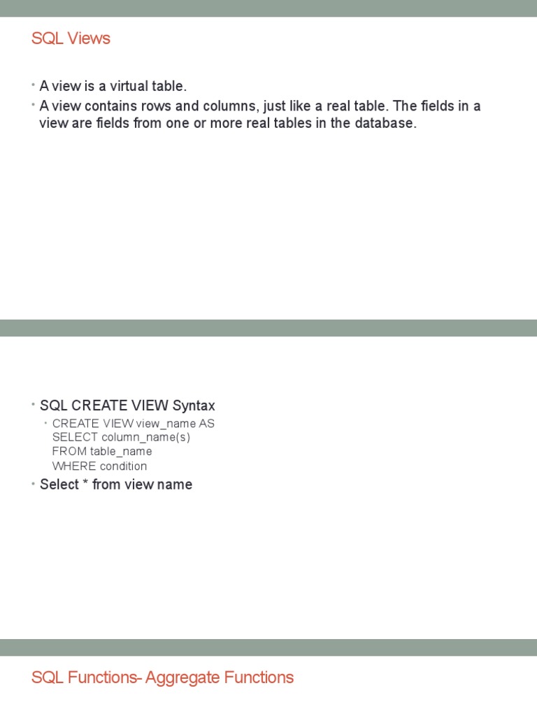 View Joins and Aggregate FN | PDF | Computer Programming | Information ...