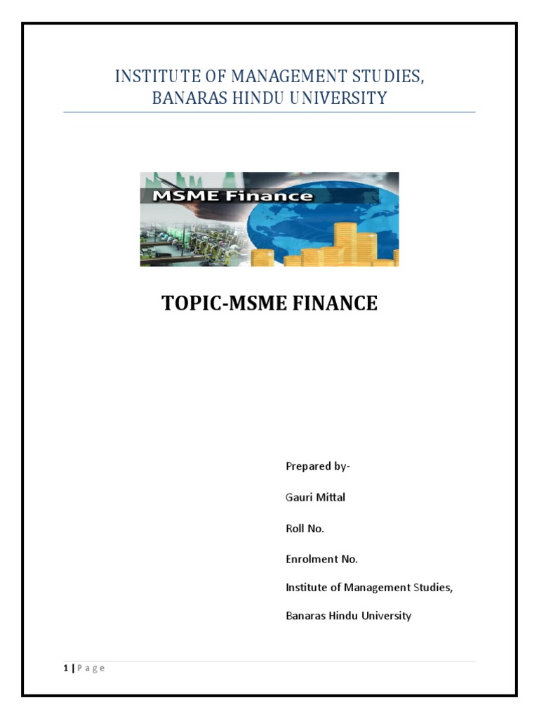 Msme Finance | PDF | Small And Medium Sized Enterprises | Banks