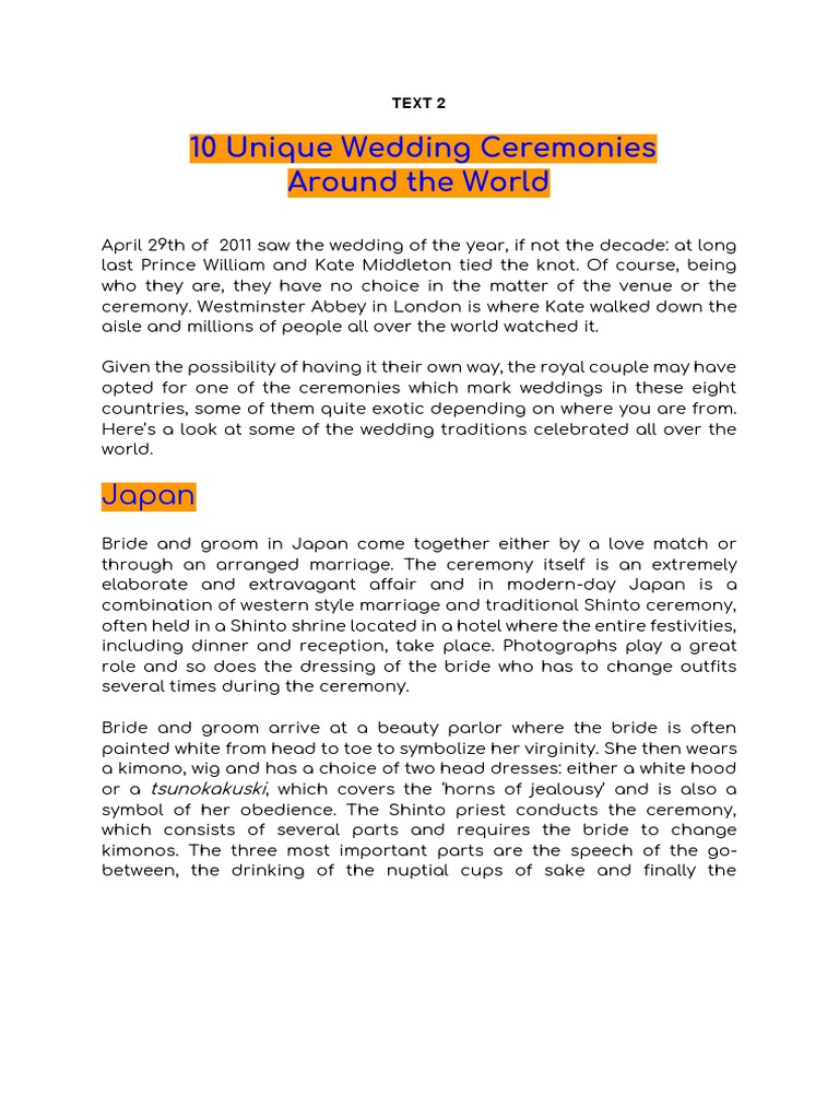 10 Unique Wedding Ceremonies Around the World | PDF | Wedding | Bride