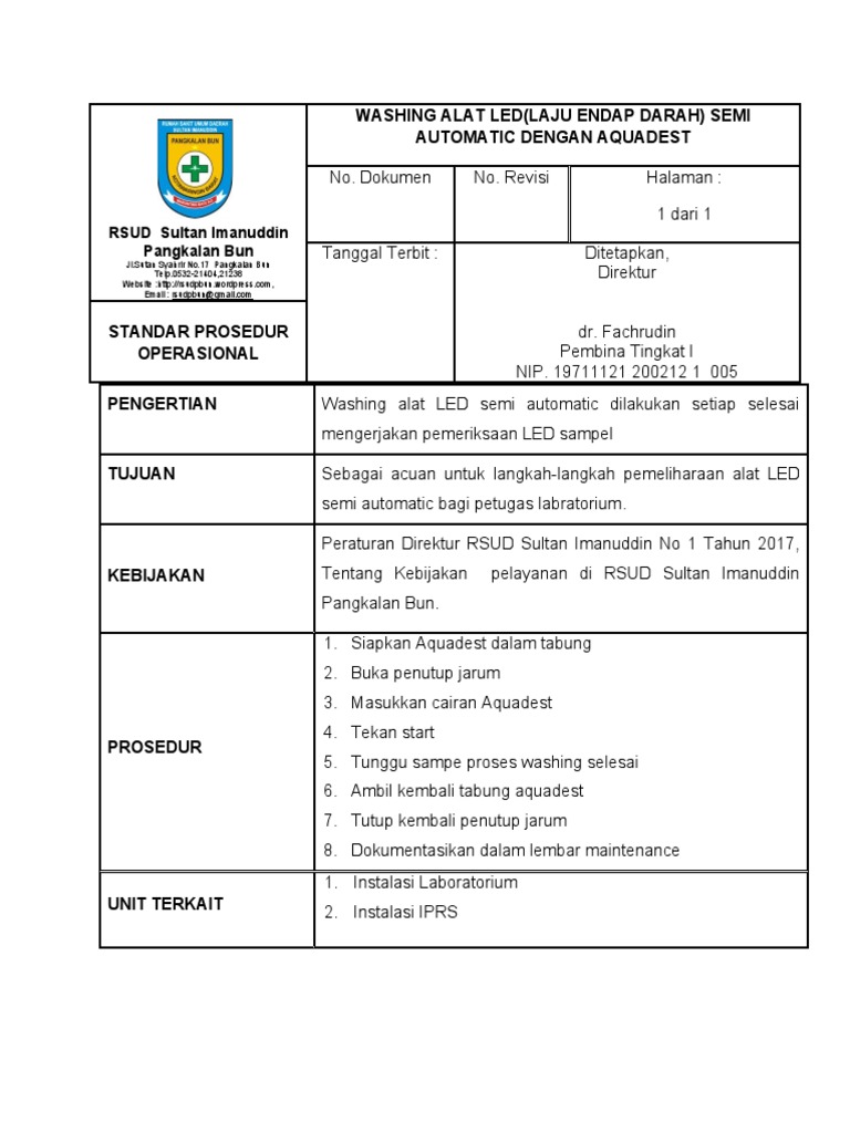 SOP Washing LED Dengan Aquadest | PDF