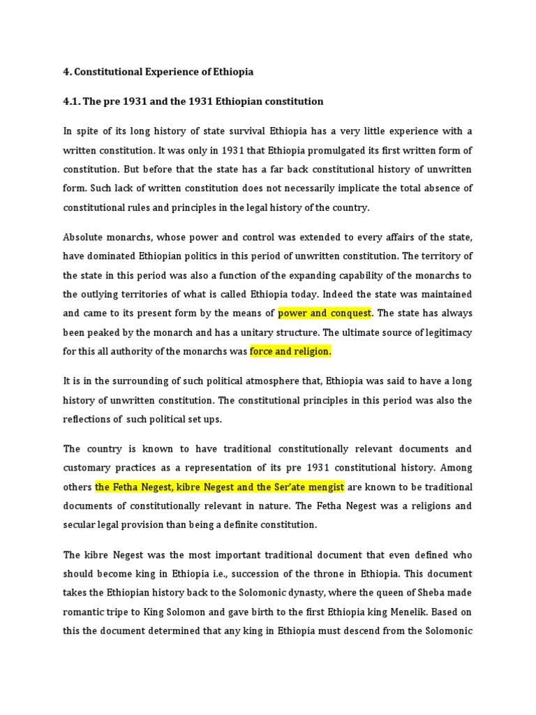 Constitutional Experience of Ethiopia | PDF | Constitution | Ethiopia