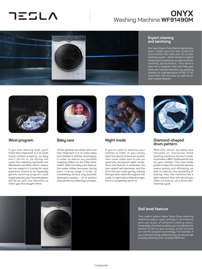 Tesla WF91490M | PDF | Washing Machine | Manufactured Goods